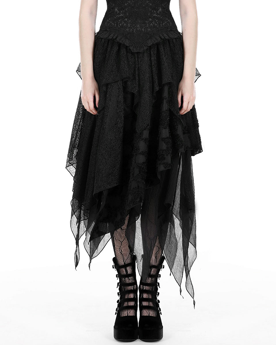 Dark In Love Dark Gothic Punk Witch Long Asymmetric Layered Skirt ...