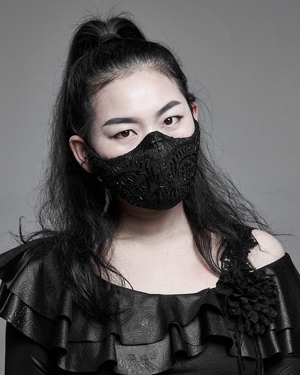 Punk Rave Gothic Beaded Crucifix Face Cover Mask – Violent Delights