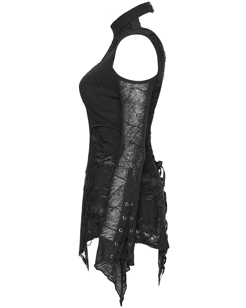 Punk Rave Womens Gothic Lace-Up Tunic Top - Extended Size Range ...