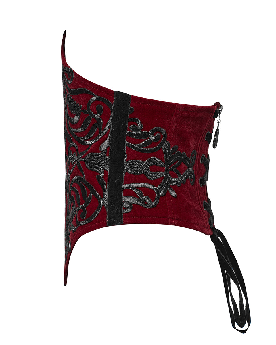 Punk Rave Womens Dark Gothic Aristocrat Embroidered Velvet Waist Cinch ...