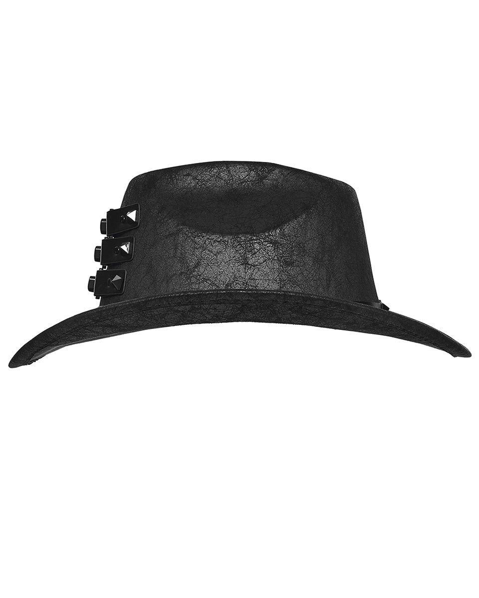 Punk Rave Unisex Distressed Faux Leather Strapping Fedora Hat – Violent ...