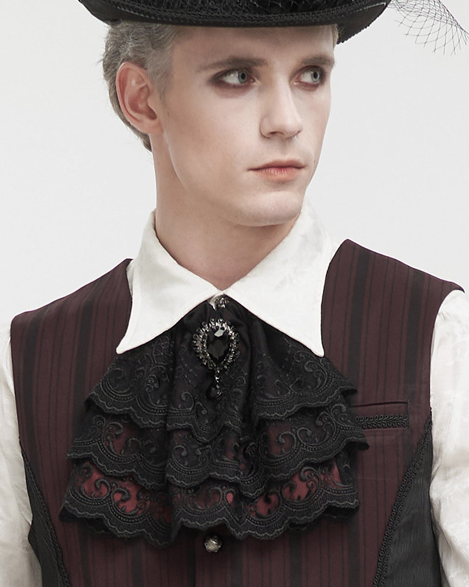 Devil Fashion Mens Gothic Aristocrat Lace Cravat - Black & Red ...