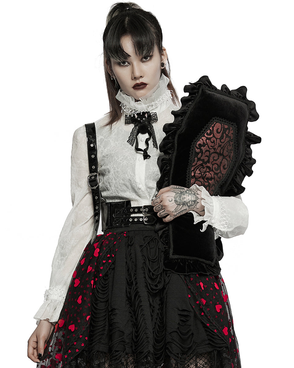 Punk Rave Gothic Home Coffin Filled Cushion - Black Velvet – Violent ...
