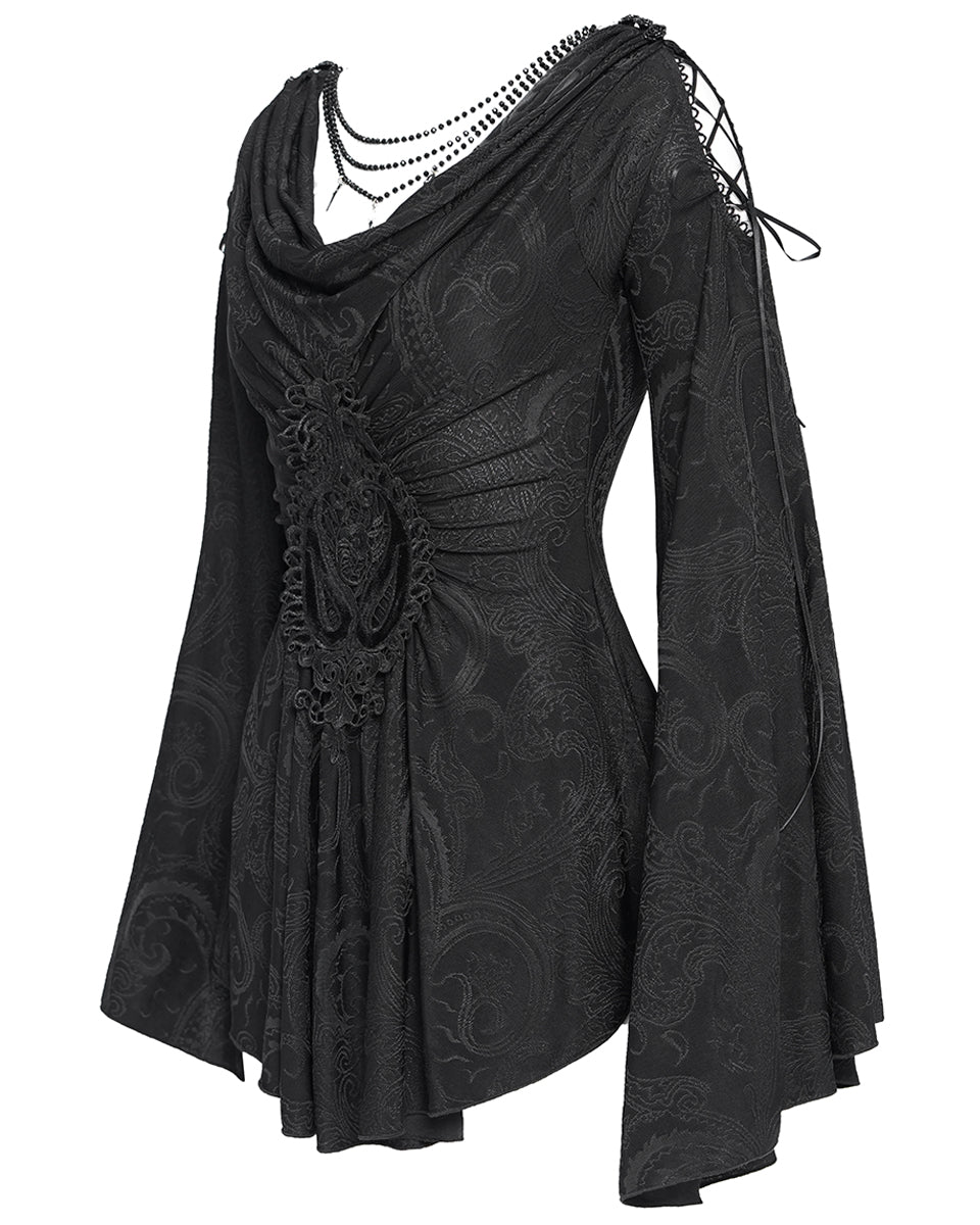 Devil Fashion Womens Gothic Paisley Lace Applique Tunic Top – Violent ...