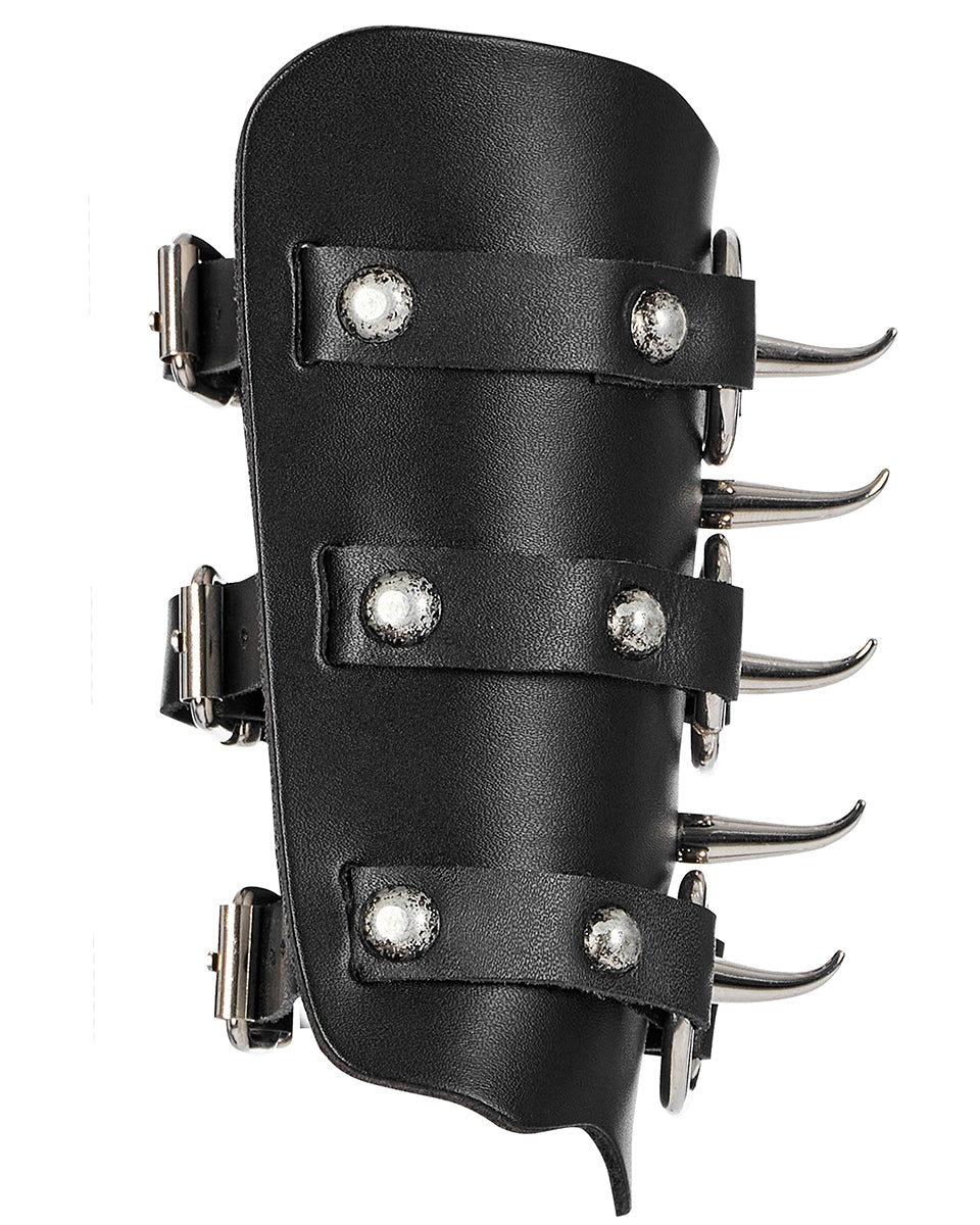 Punk Rave Mens Dark Gothic Spiked Wrist Cuff (Single) - Black Faux Lea ...