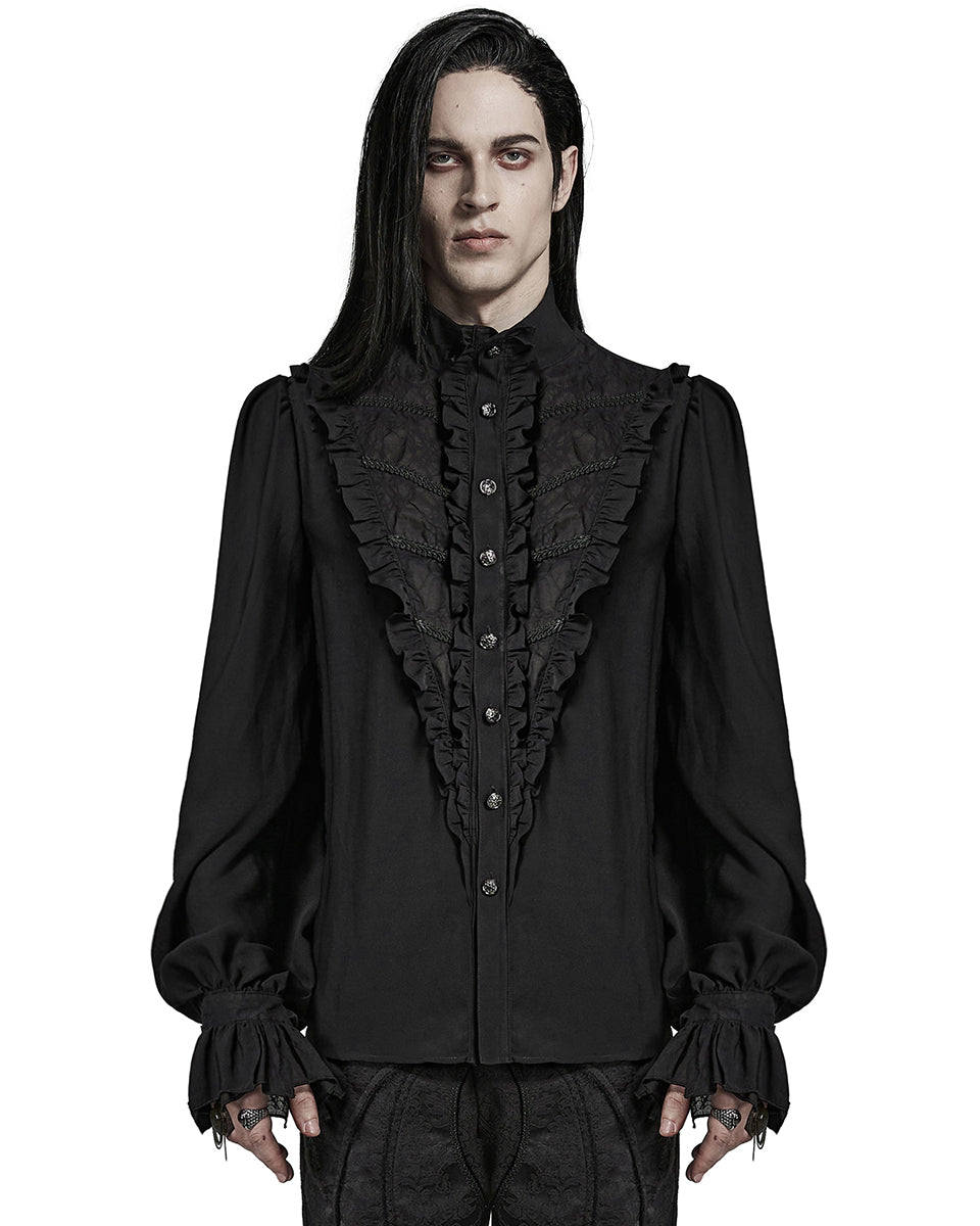 Punk Rave Mens Gothic Regency Chiffon Ruffle Dress Shirt – Violent Delights
