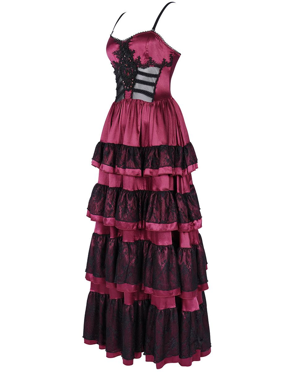 Devil Fashion Womens Long Baroque Gothic Lace Frill Ballgown Wedding D ...