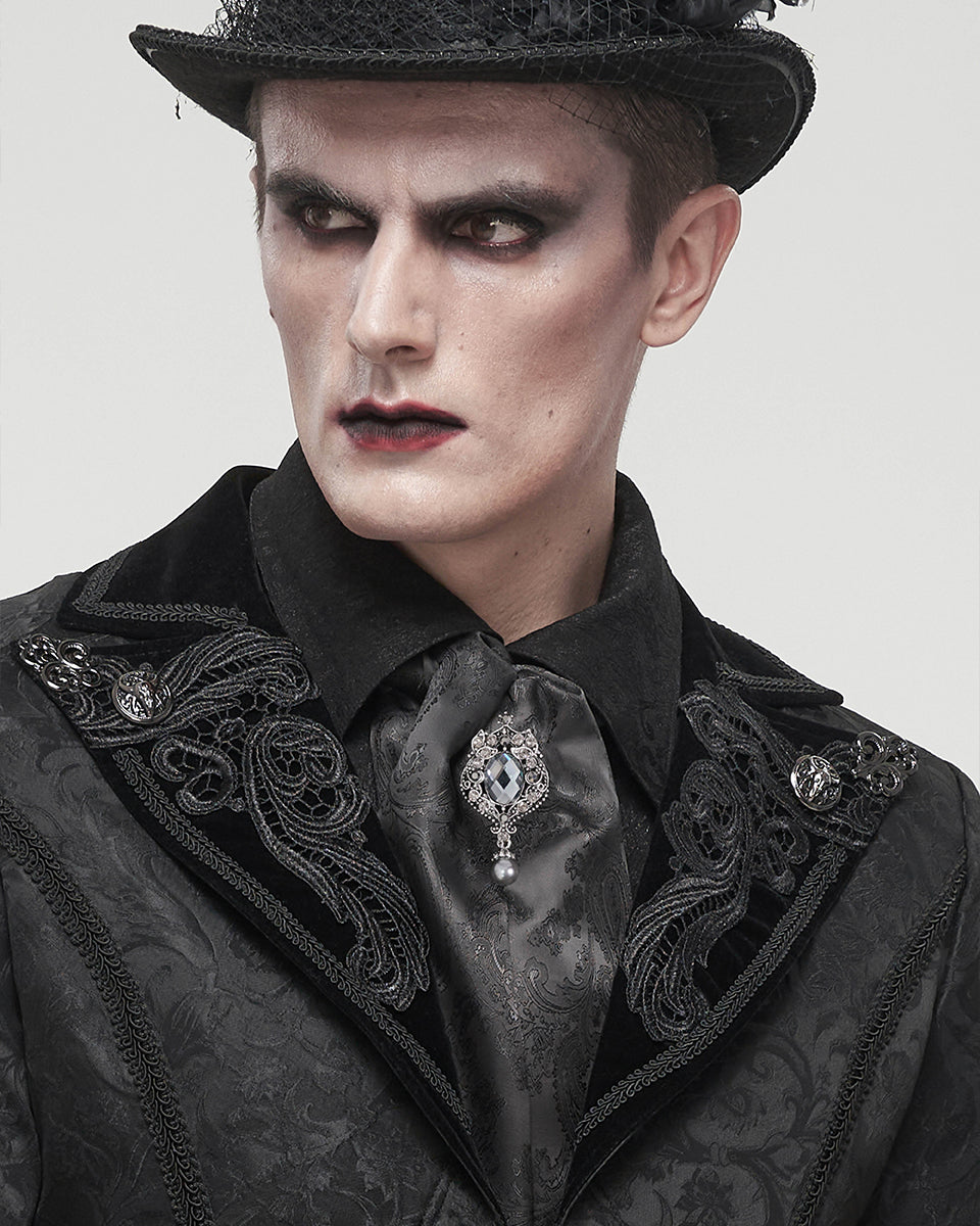 Devil Fashion Mens Gothic Aristocrat Paisley Ascot Neck Tie - Black ...