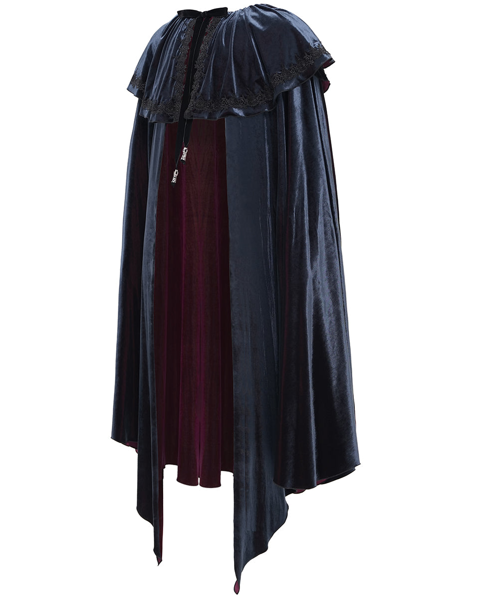 Devil Fashion Mens Regency Gothic Vampire Velvet Travelling Cloak - Bl ...