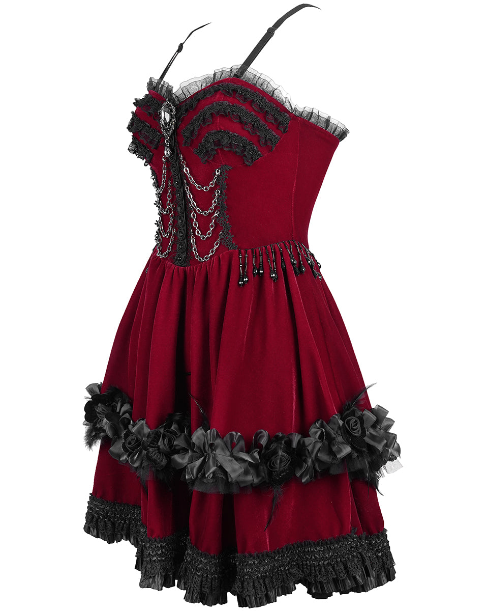 Devil Fashion Womens Dark Gothic Princess Lolita Chained Rose Dress ...