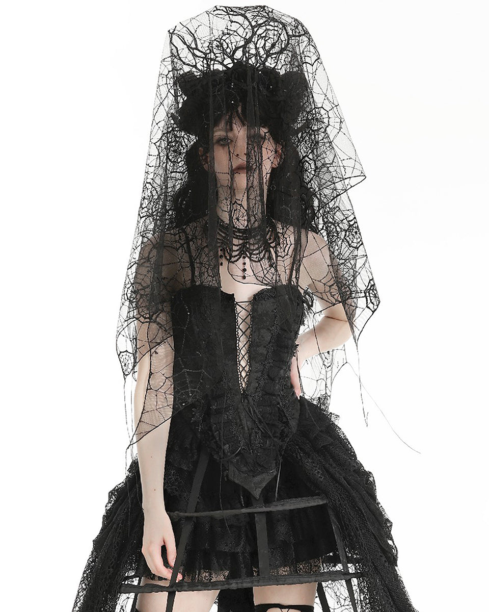 Dark In Love Womens Gothic Spiderweb Lace Wedding Veil – Violent Delights