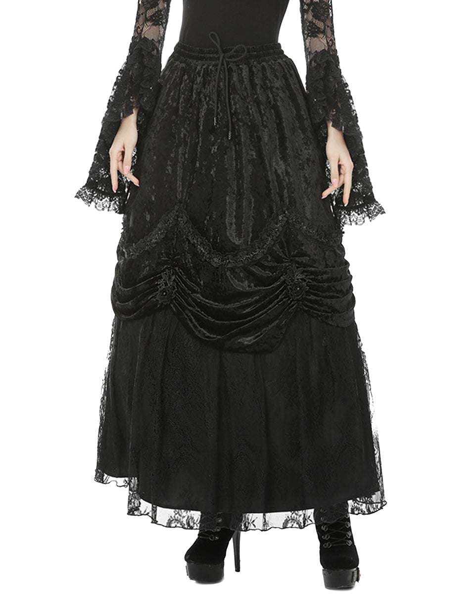 PRE-ORDER: Dark In Love Womens Gothic Courtesan Ruched Velvet & Lace M ...