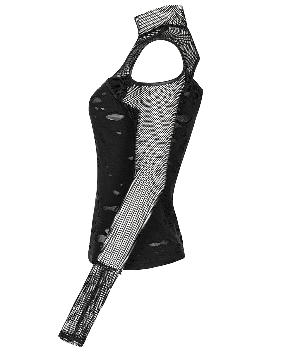 Punk Rave Womens Apocalyptic Punk Broken Knit & Fishnet Top – Violent ...