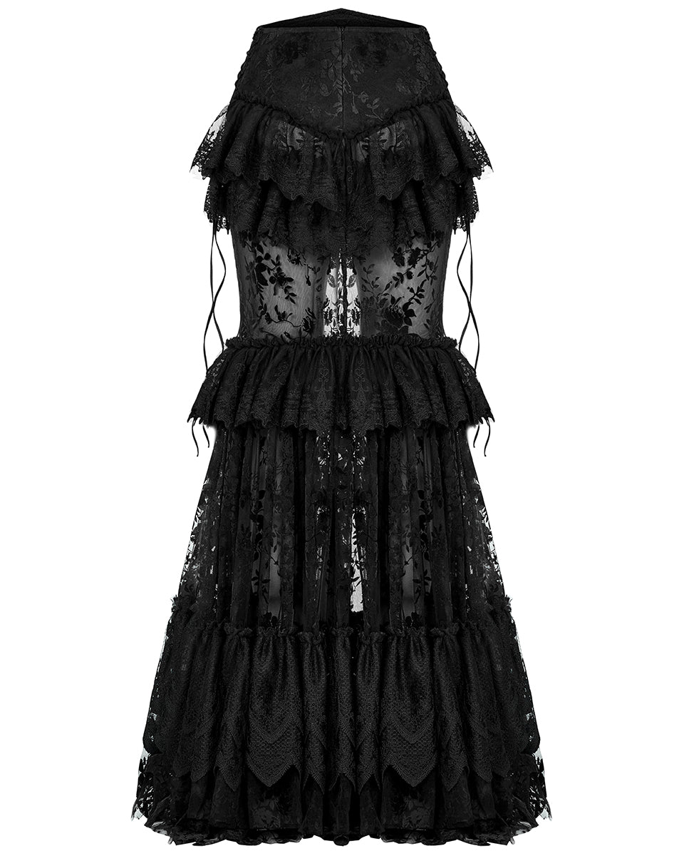 Punk Rave Dark Decadence Flocked Lace Gothic Maxi Skirt – Violent Delights