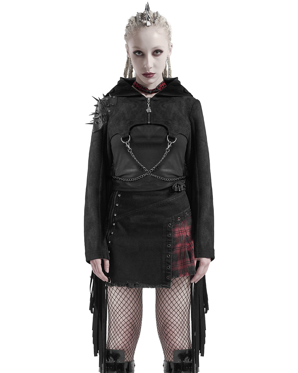 Punk Rave Stormrider Womens Apocalyptic Hooded Cropped Biker Jacket ...