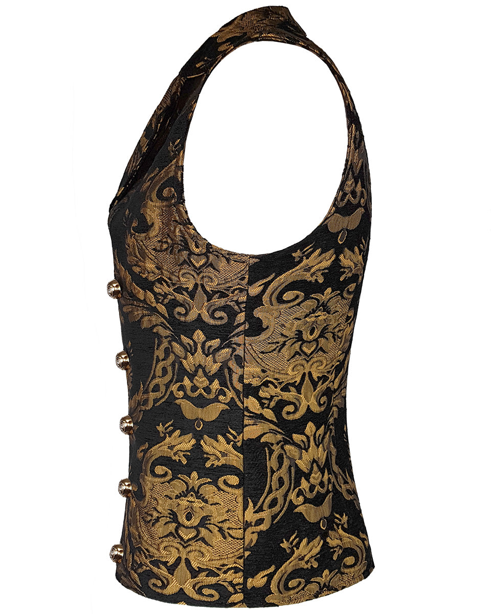 Devil Fashion Cavalier Mens Waistcoat Vest - Black & Gold – Violent ...