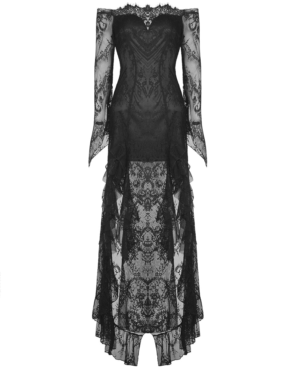 Dark In Love Enchantress Long Gothic Lace Evening Dress – Violent Delights