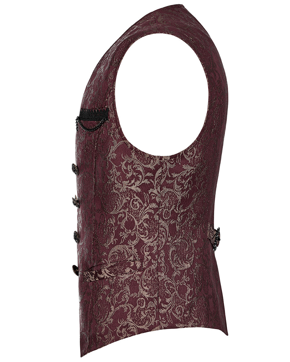 Punk Rave Mens Dark Gothic Aristocrat Chained Waistcoat Vest - Red Jac ...