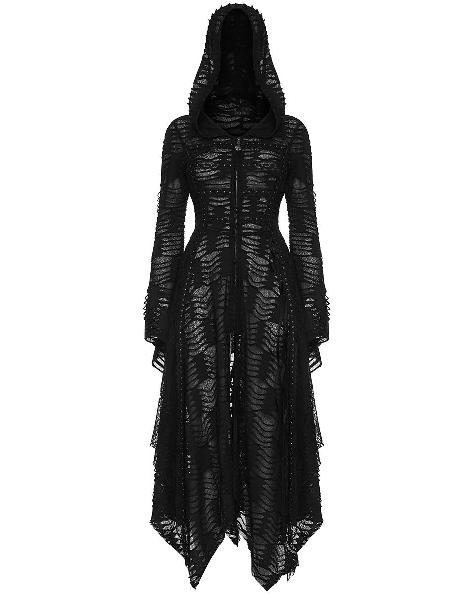 Punk Rave Decayed Ruins Shredded Apocalyptic Witch Hooded Cloak Jacket ...