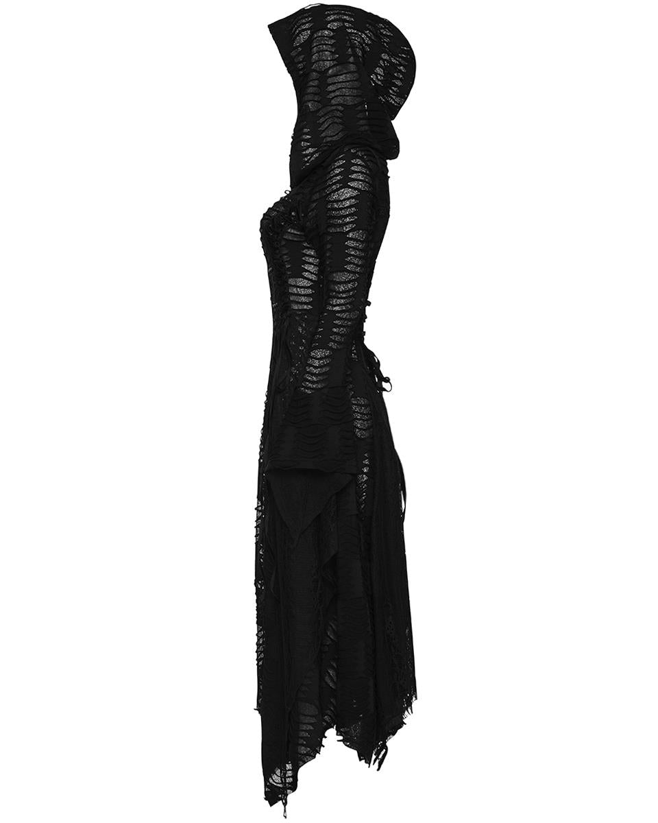 Punk Rave Decayed Ruins Shredded Apocalyptic Witch Hooded Cloak Jacket ...