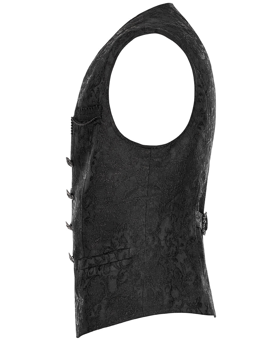 Punk Rave Mens Dark Gothic Aristocrat Chained Waistcoat Vest - Black J ...